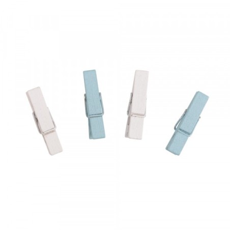 Wooden clothes pegs light blue & white 26 pcs.