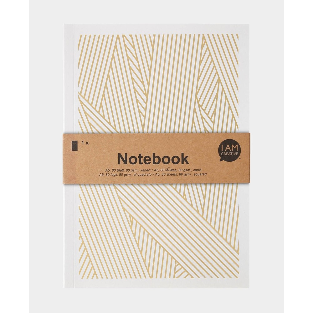 Notebook A5 mit karierten Blättern 80 Blatt Goldfolienprägung